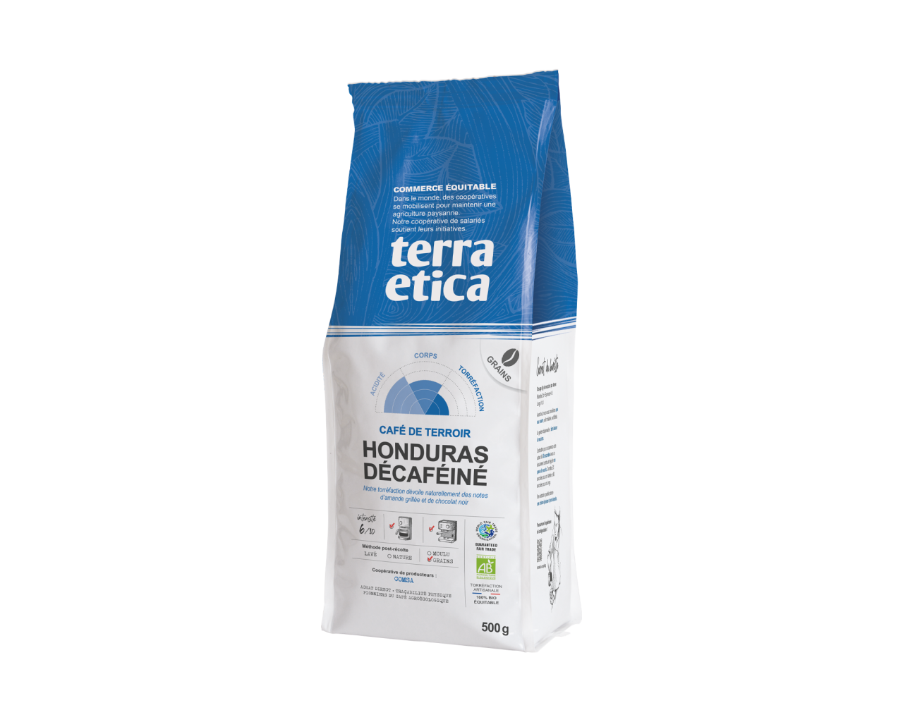 Arabica Décaféiné Honduras Grains biologique et équitable 500g - Terra ...